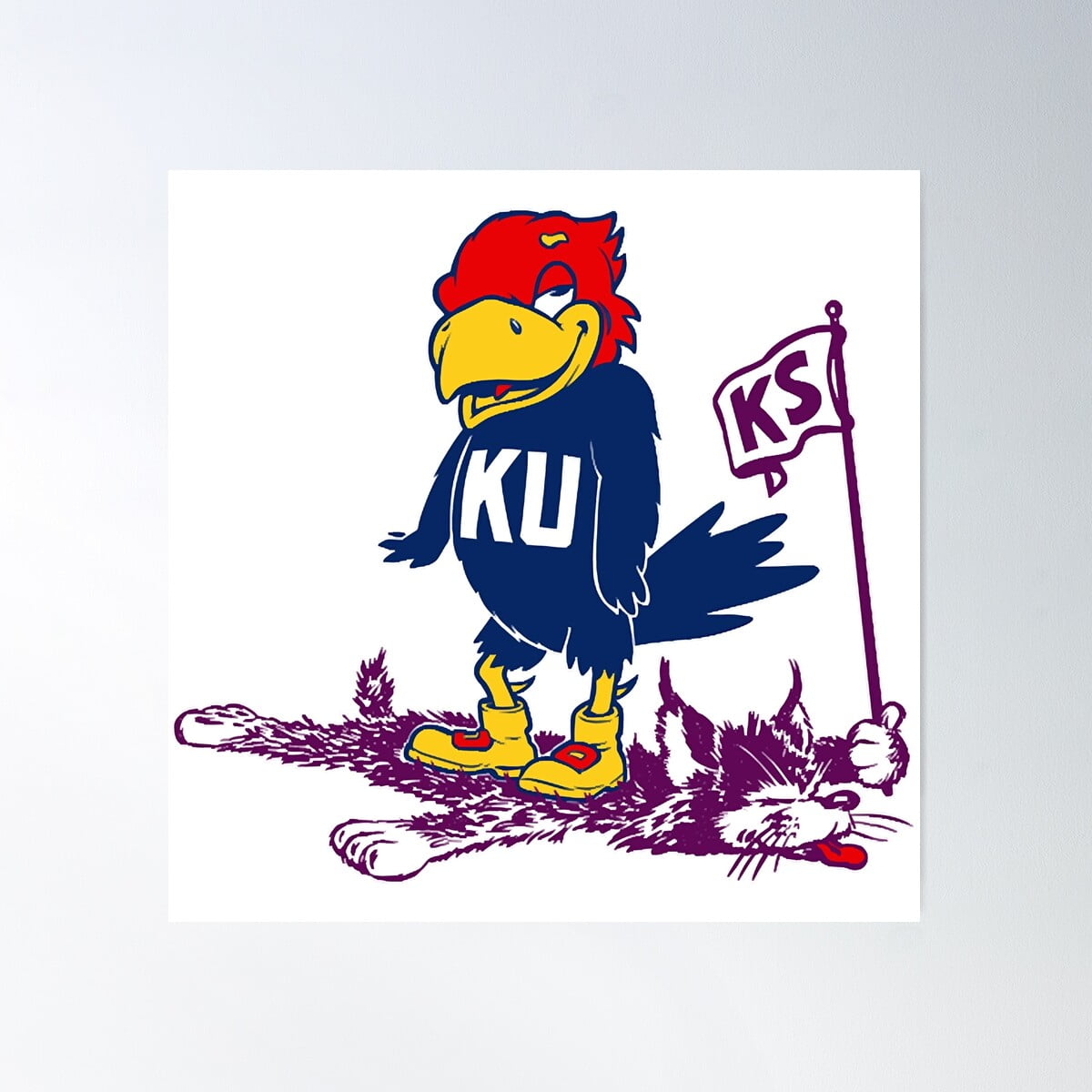 Vintage Ku Vs. K-State Mascot Poster Wall Art, Modern Wall Decor, 30x30 ...