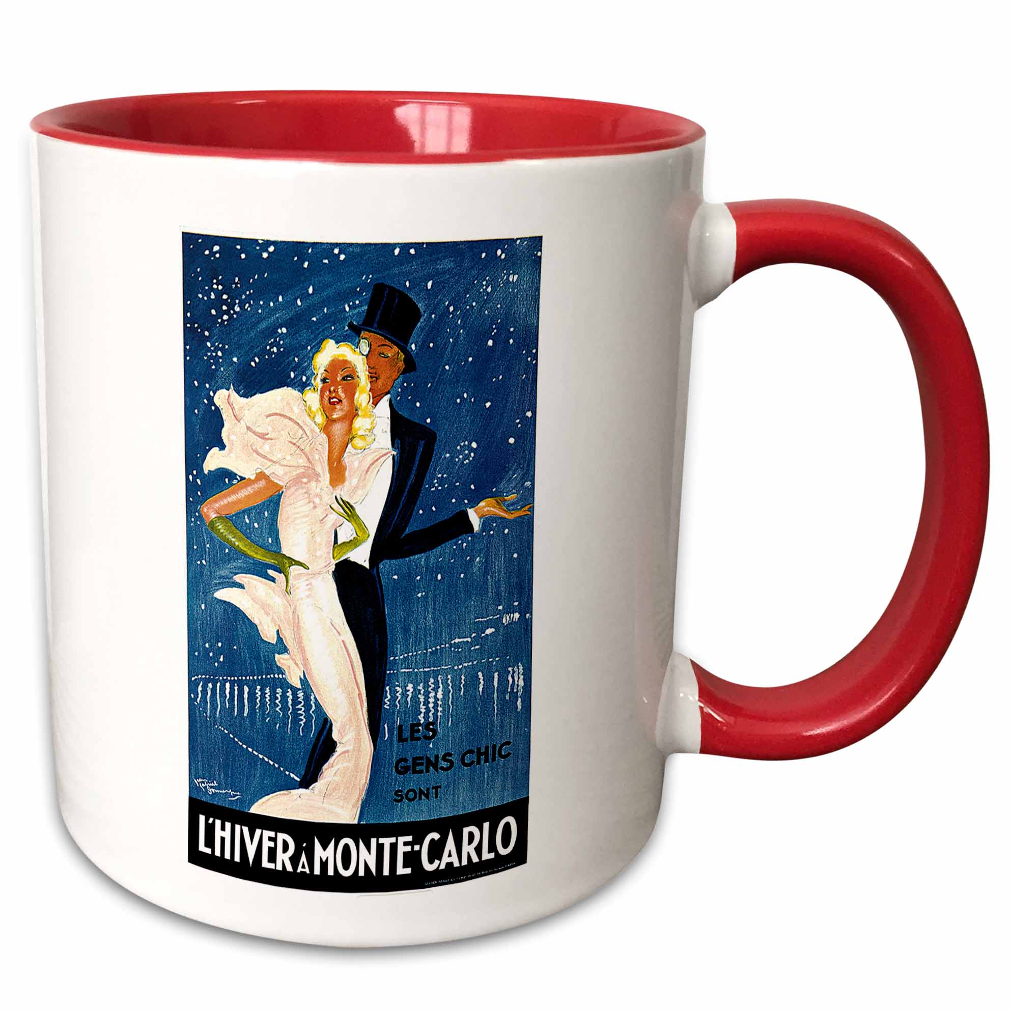 Vintage LHiver A Monte-Carlo Les Gens Chic Travel Poster 15oz Two-Tone ...