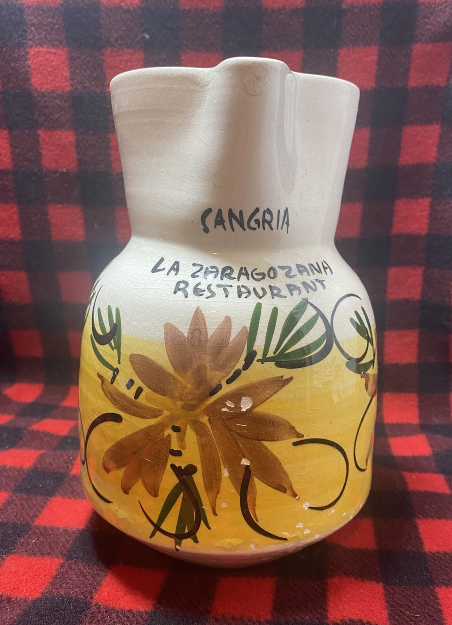 Vintage La Zaragozana Restaurant Hand Painted Ceramic Sangria Pitcher ...