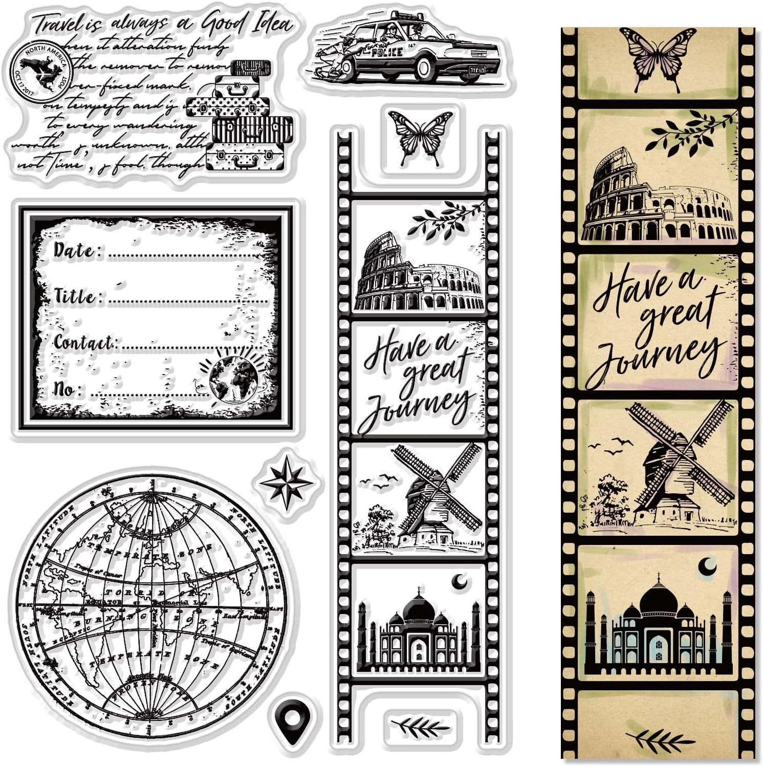 Vintage Label Silicone Clear Stamps for Card Making Vintage Word Map ...