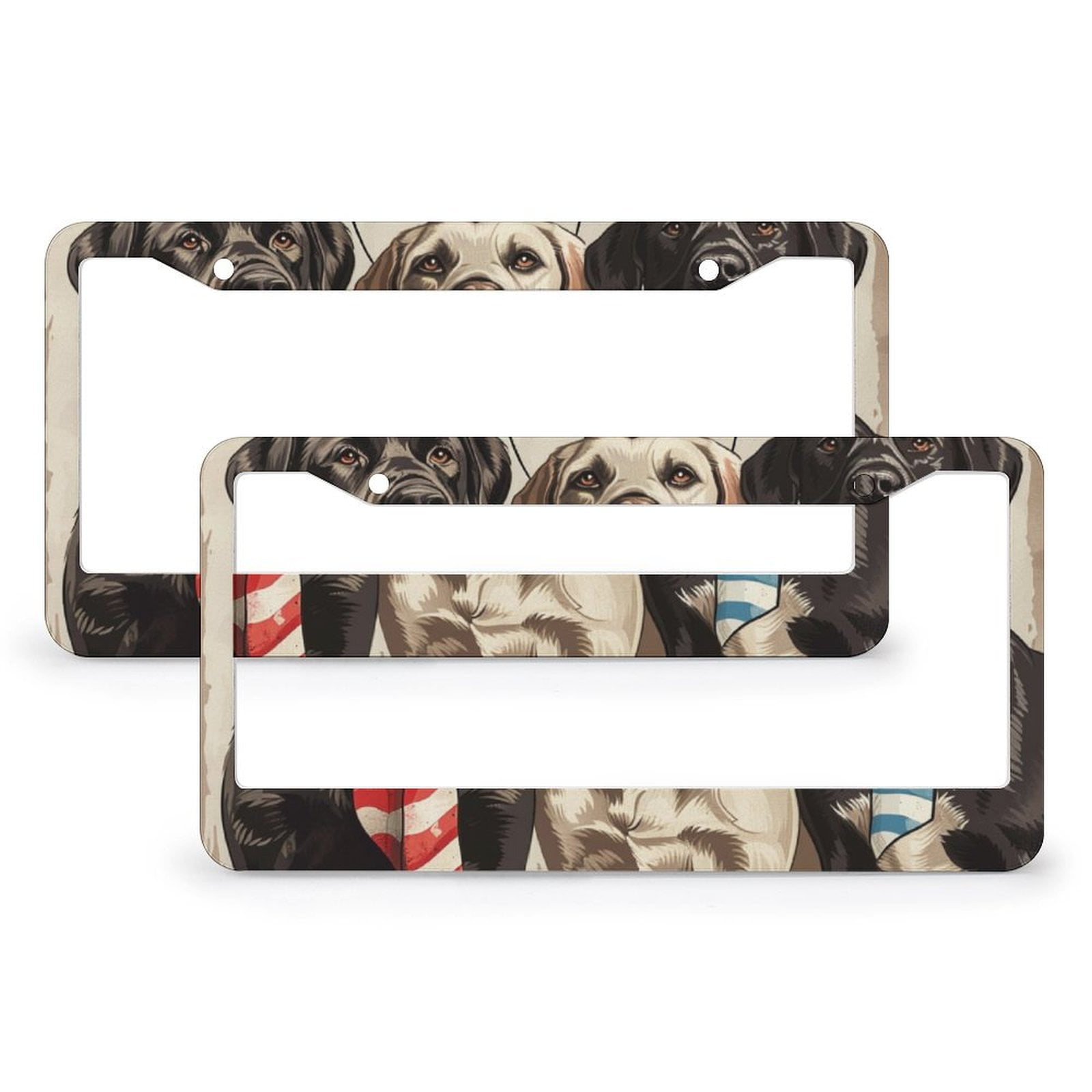 Vintage Labrador Dog Patriotic License Plate Frame 2 Pcs Set 4th of ...