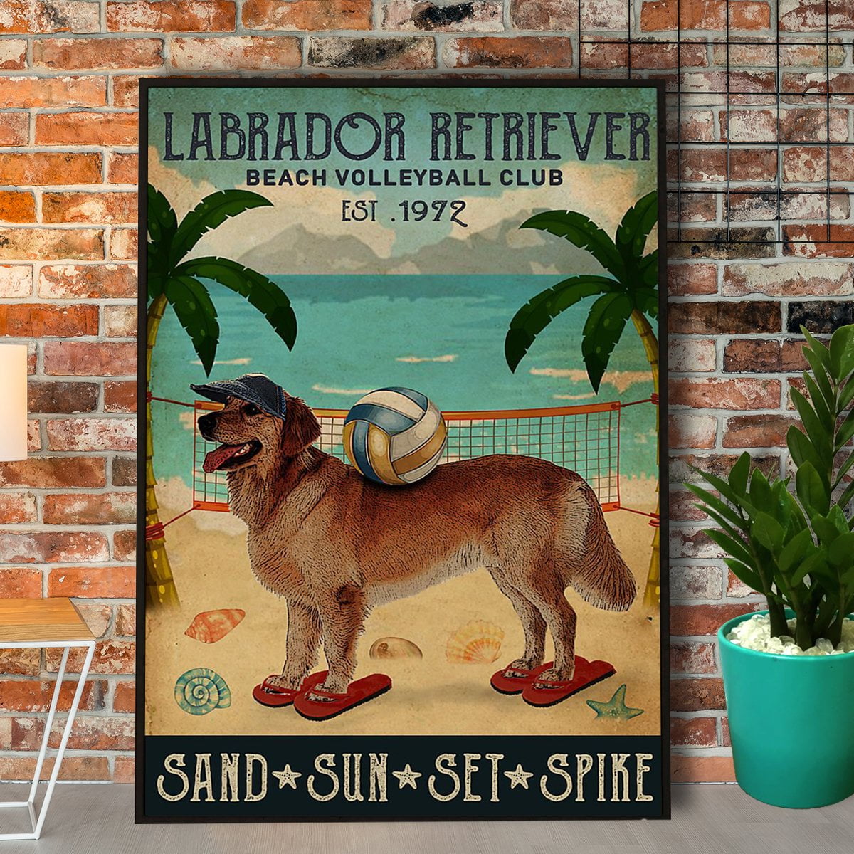 Vintage Labrador Retriever Beach Volleyball Club Paper Poster No Frame ...