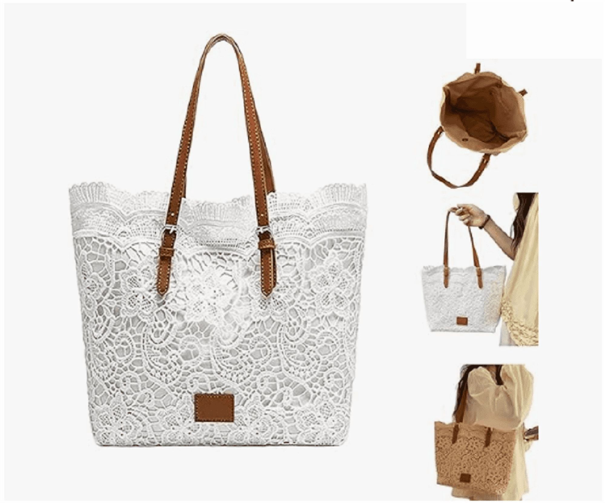 Vintage Lace Kiss Lock Shoulder Bag for Women Elegant Crossbody Tote ...