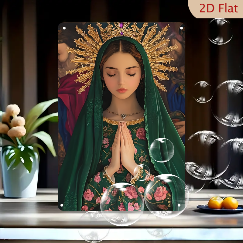 Vintage Our Lady of Guadalupe Metal Sign - Rustic Wall Art with Virgin ...