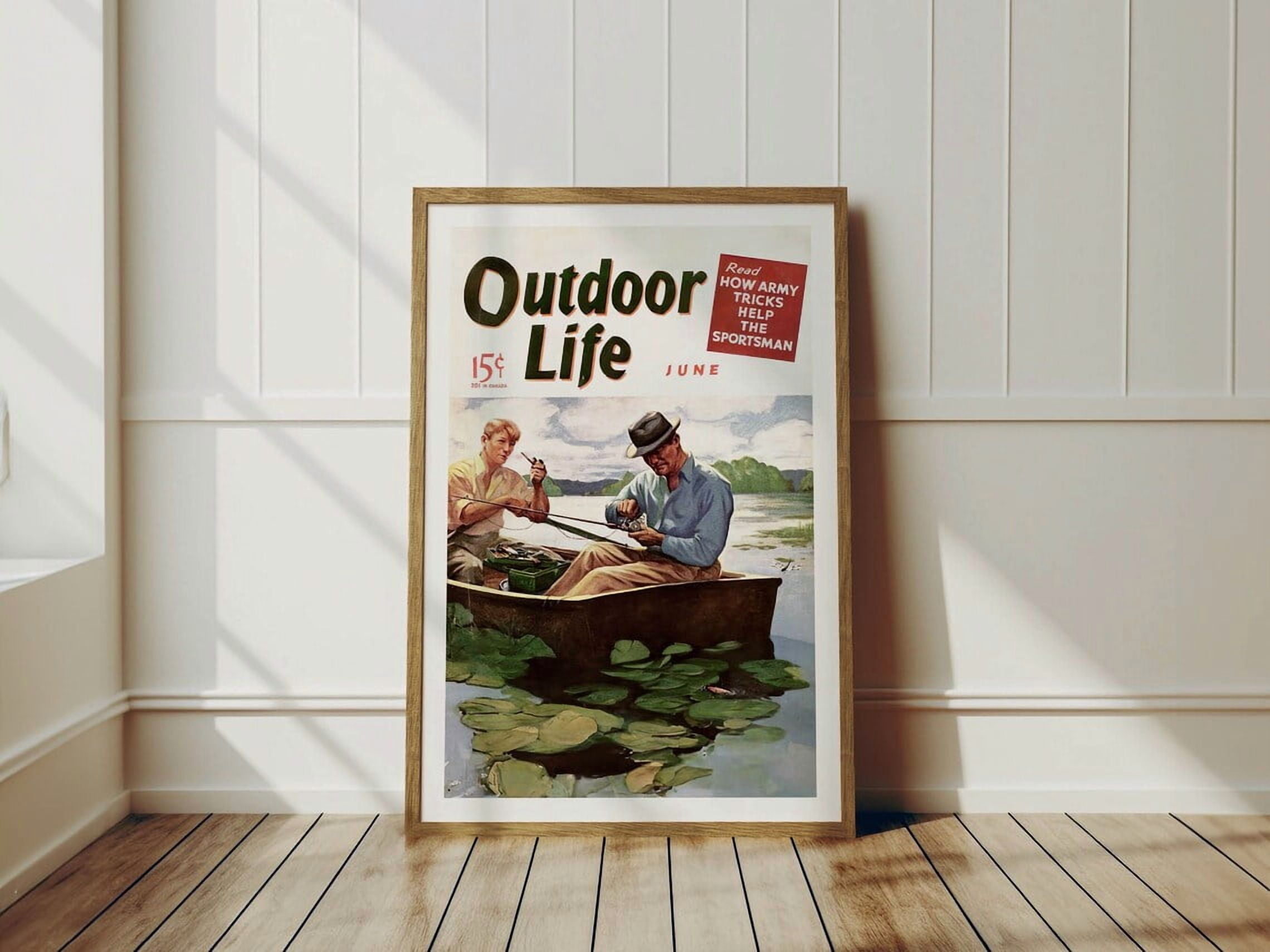 Vintage Lake Fishing Angler Wall Art, Unframed Canvas Size 12x18 ...