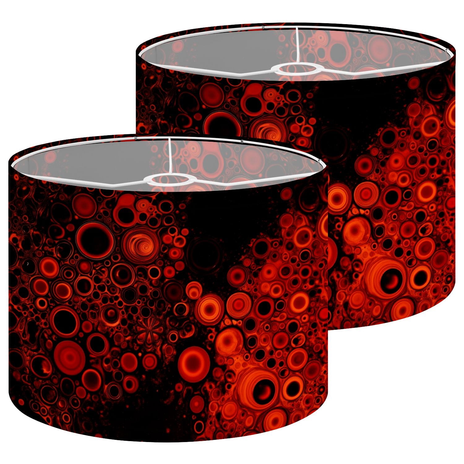 Vintage Lampshades 2 Pack Abstract Red Circular Bubble Black Fluid ...