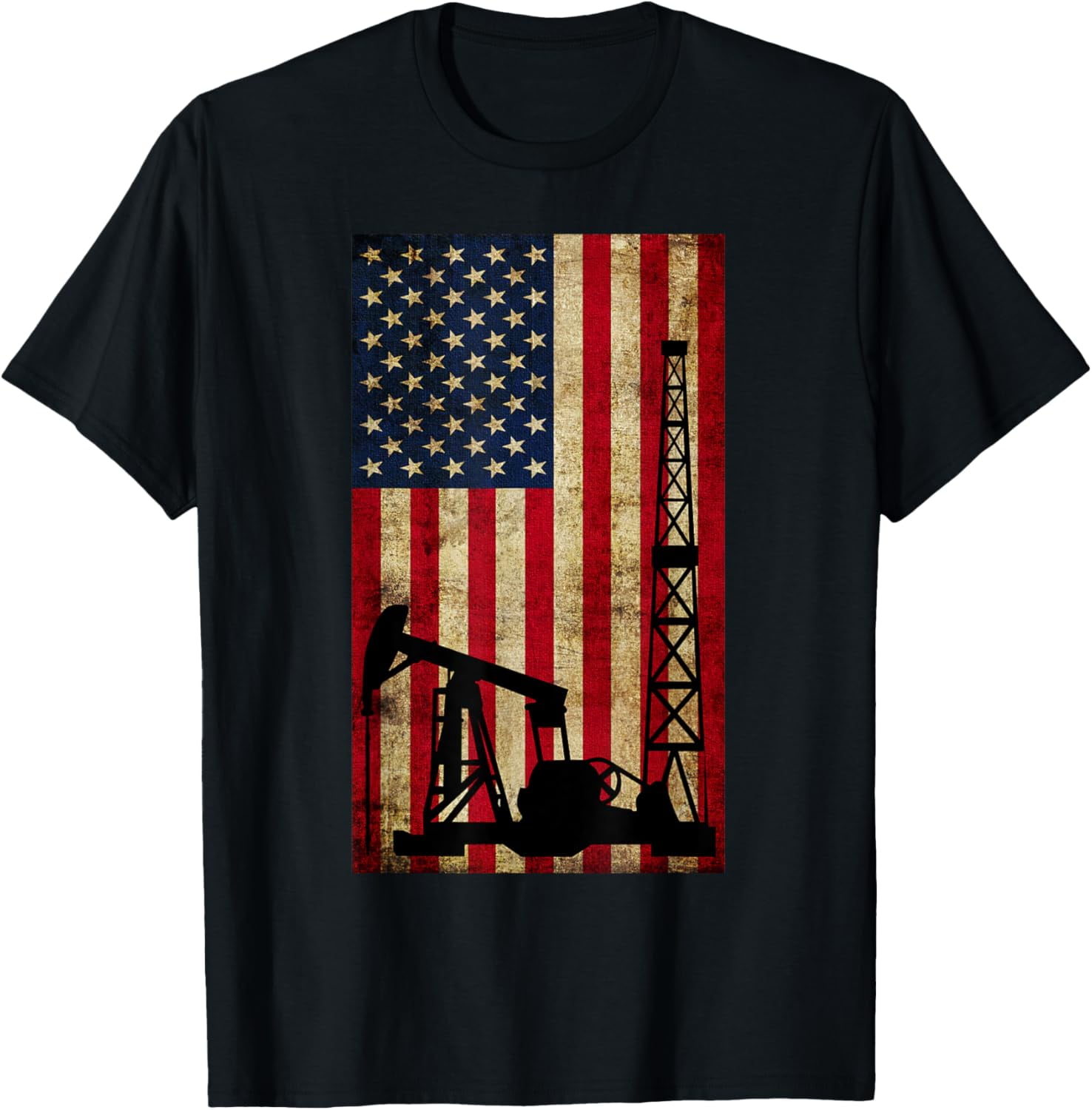 Vintage Landman USA Flag Oil Rig Pump Gas Workers Red Gifts T-Shirt ...