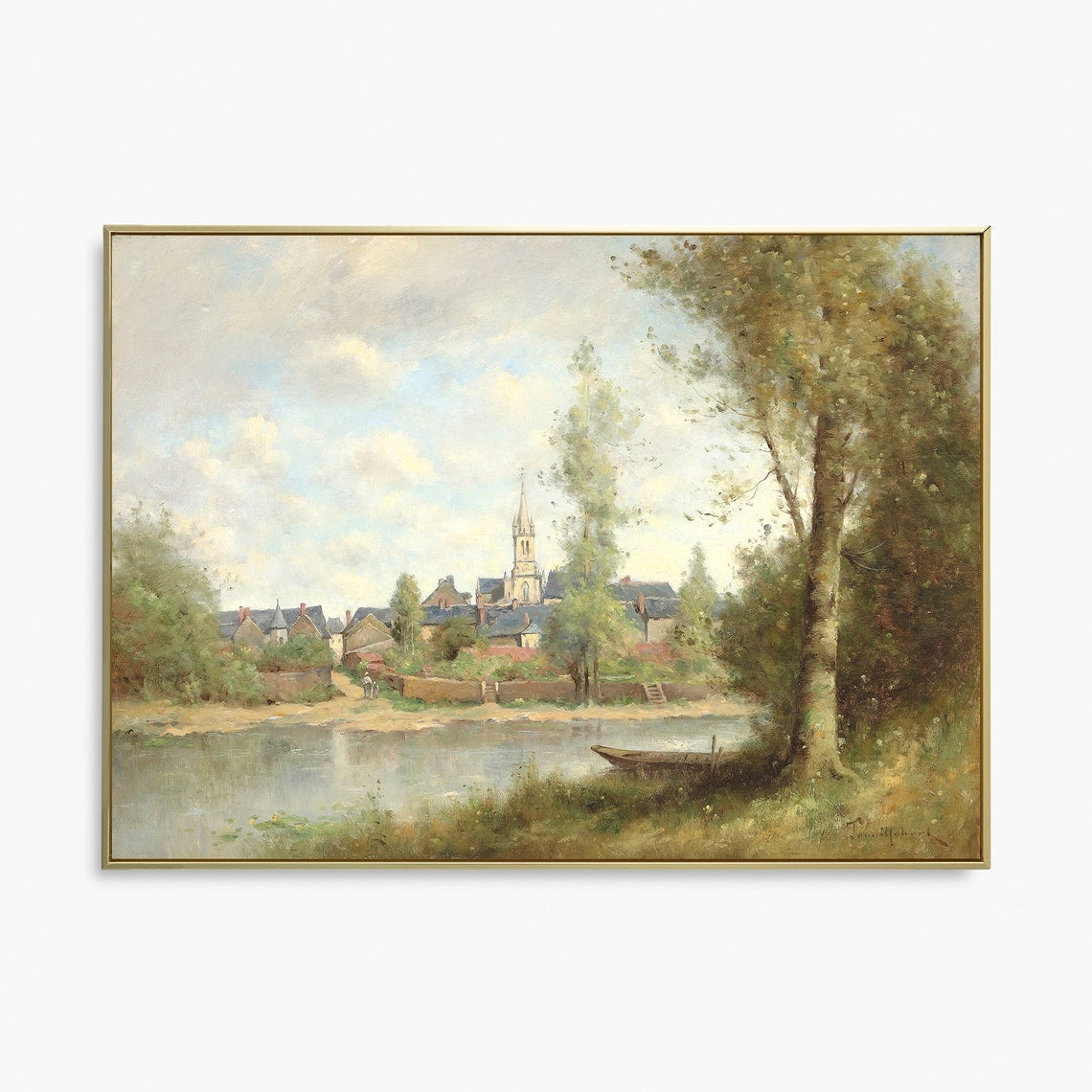Vintage Landscape Art Print, Riverside Oil Painting, Farmhouse Decor, Cottagecore Art Wall Art ...