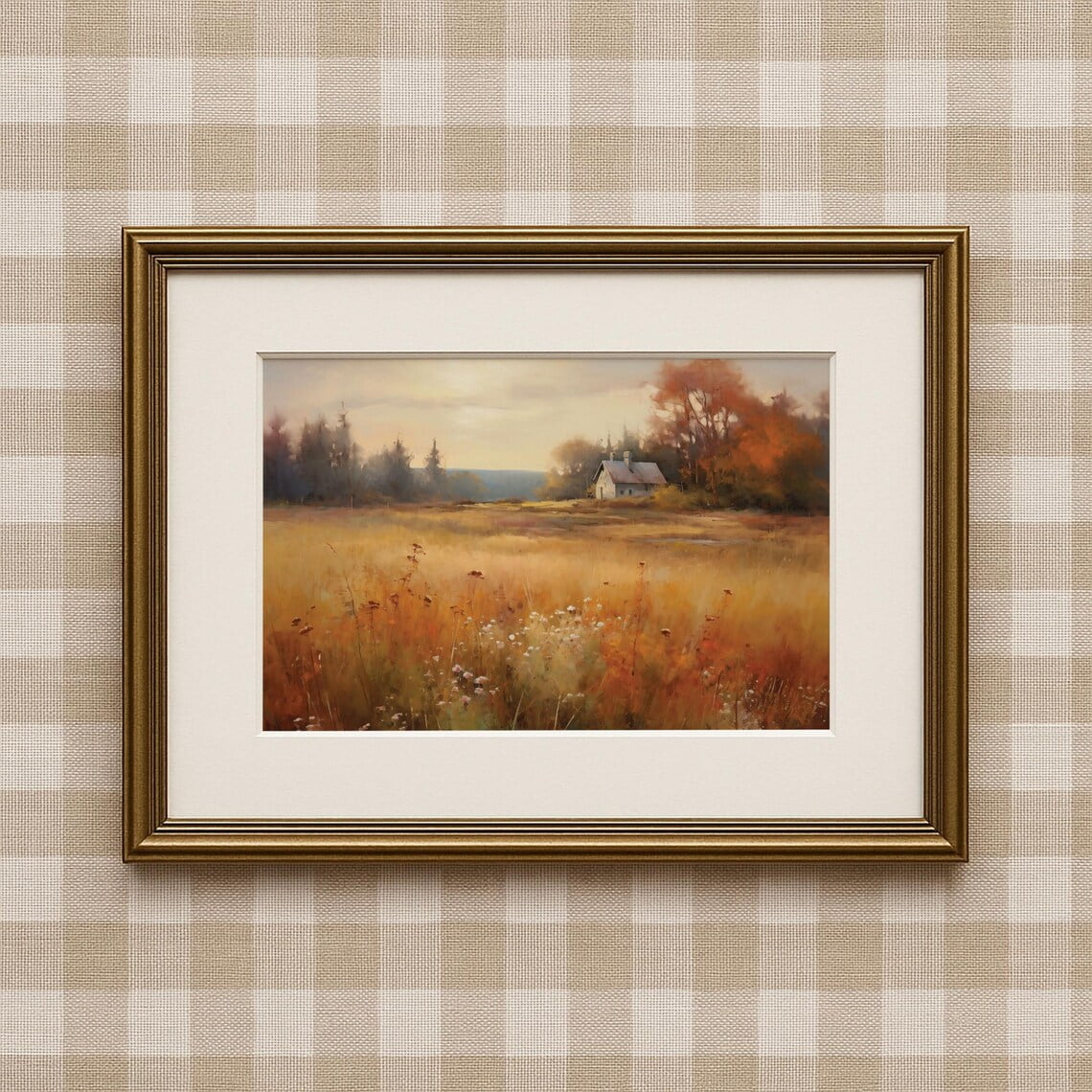 Vintage Landscape Countryside Wall Art Rustic Autumn Autumn Wall Art ...