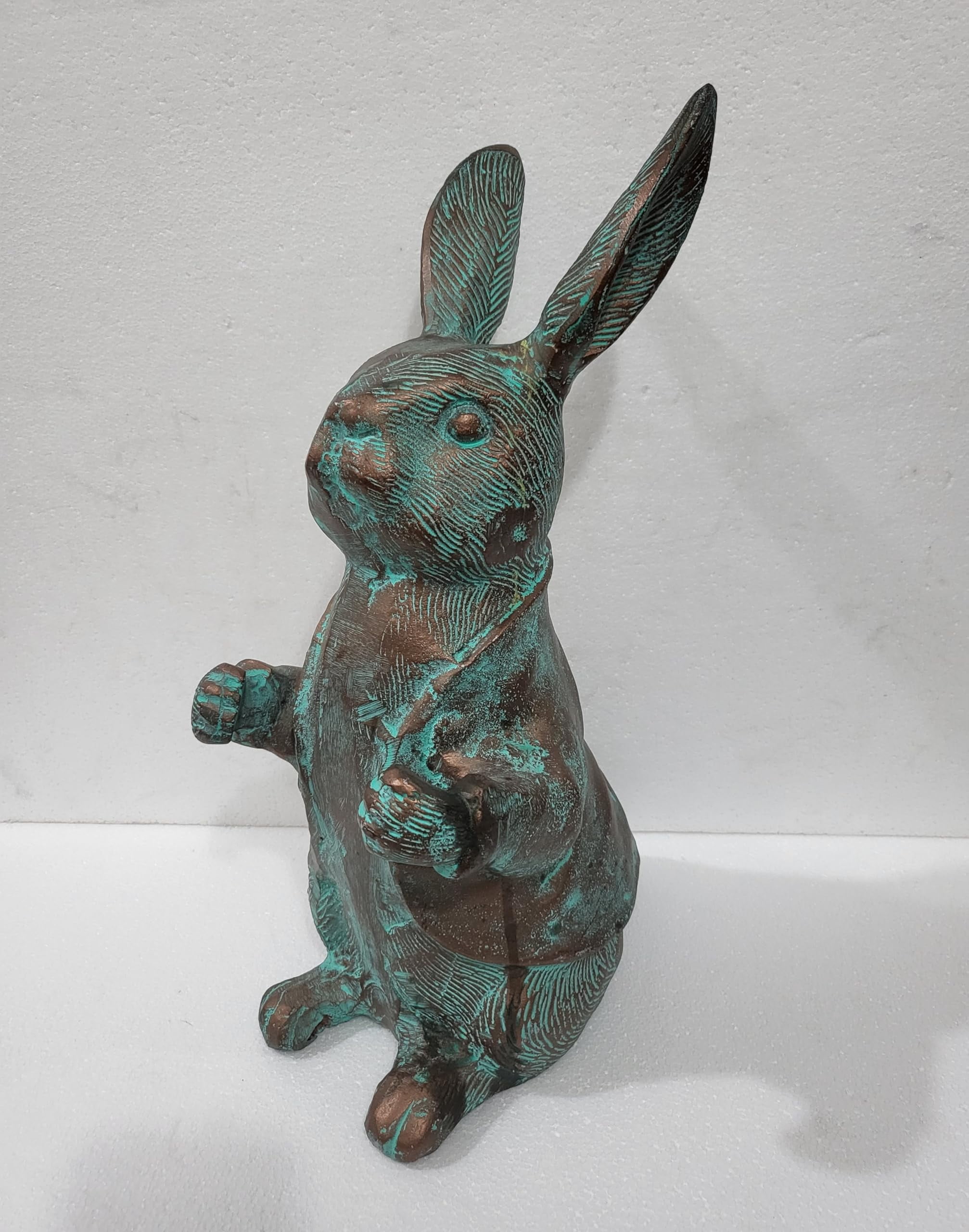 Vintage Large Metal Rabbit Easter Bunny Figurine Statue Patina Antique ...