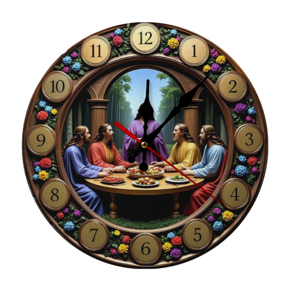Vintage Last Supper Jesus Wall Clock - 9.8 Inch Silent Artificial Wood ...
