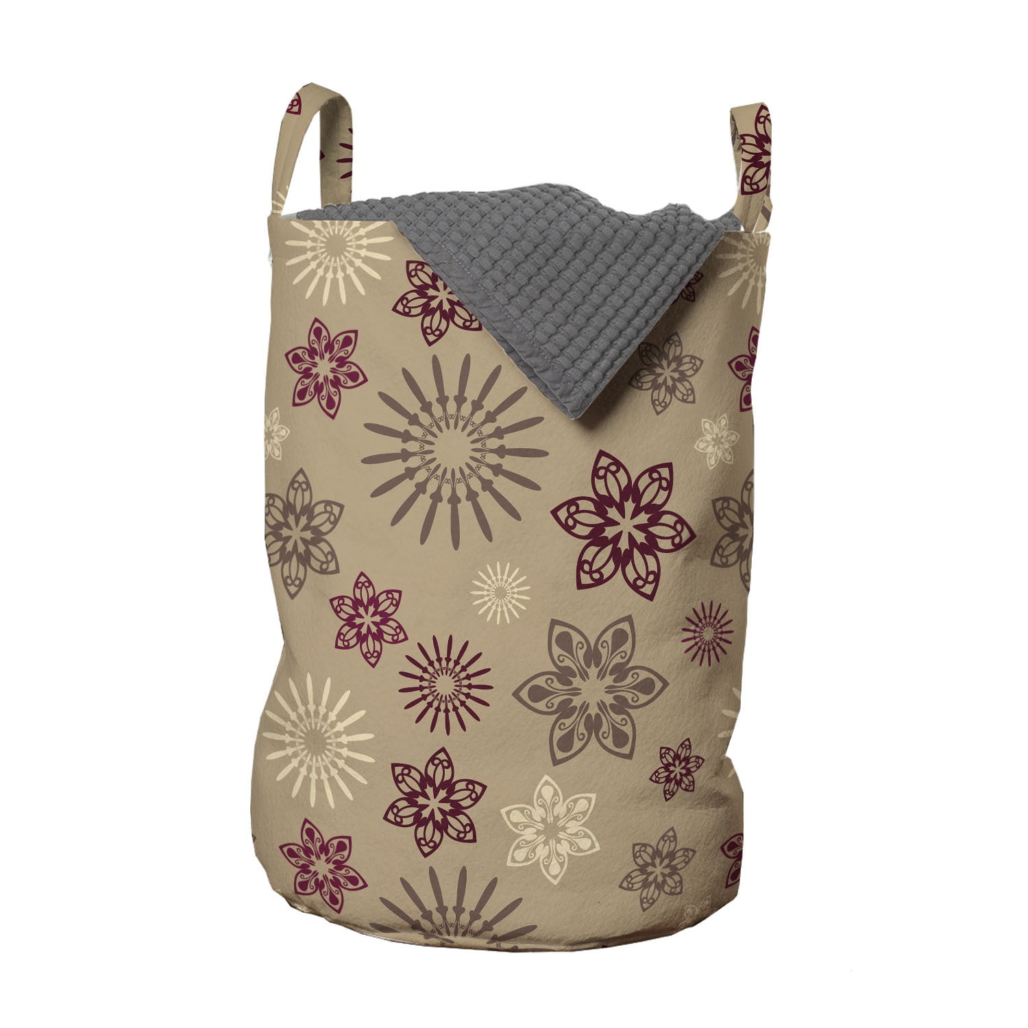 Vintage Laundry Bag, Repeated Motifs of Traditional Shapes Abstract ...