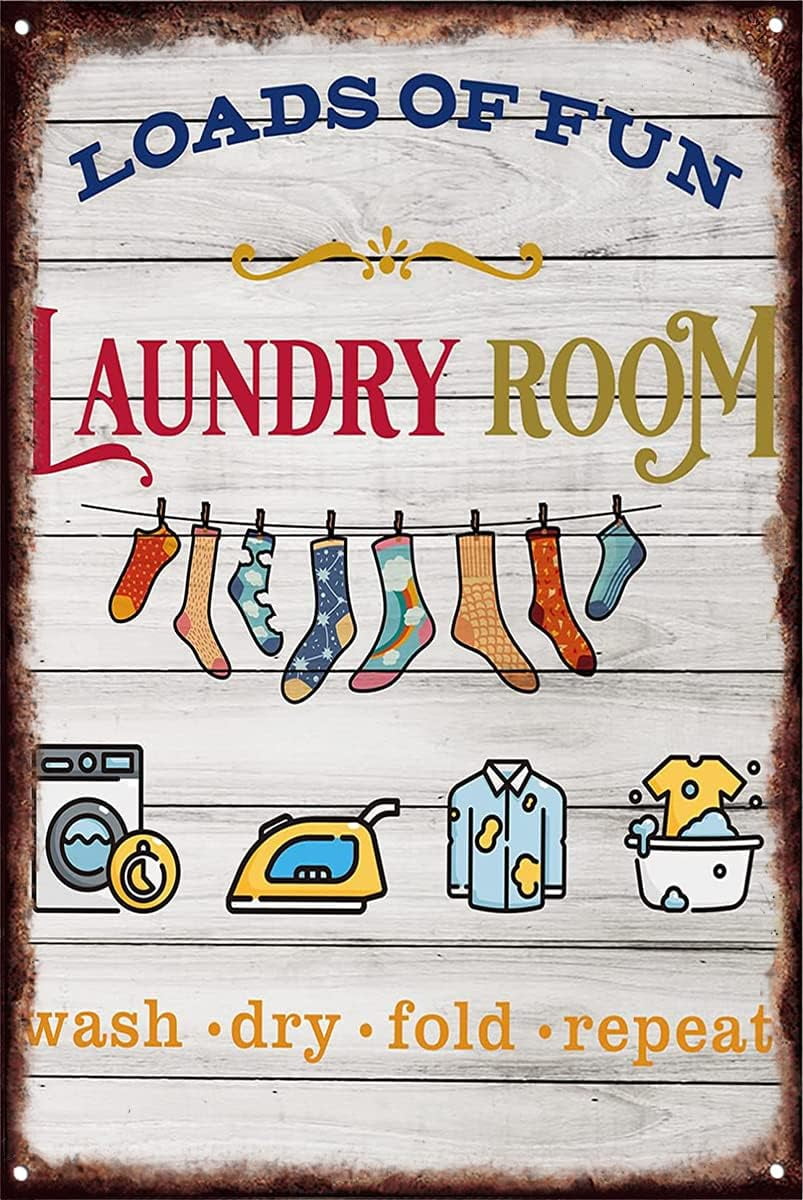 Vintage Laundry Room Sign Canvas Wall Art Rustic Laundry Rules Prints ...