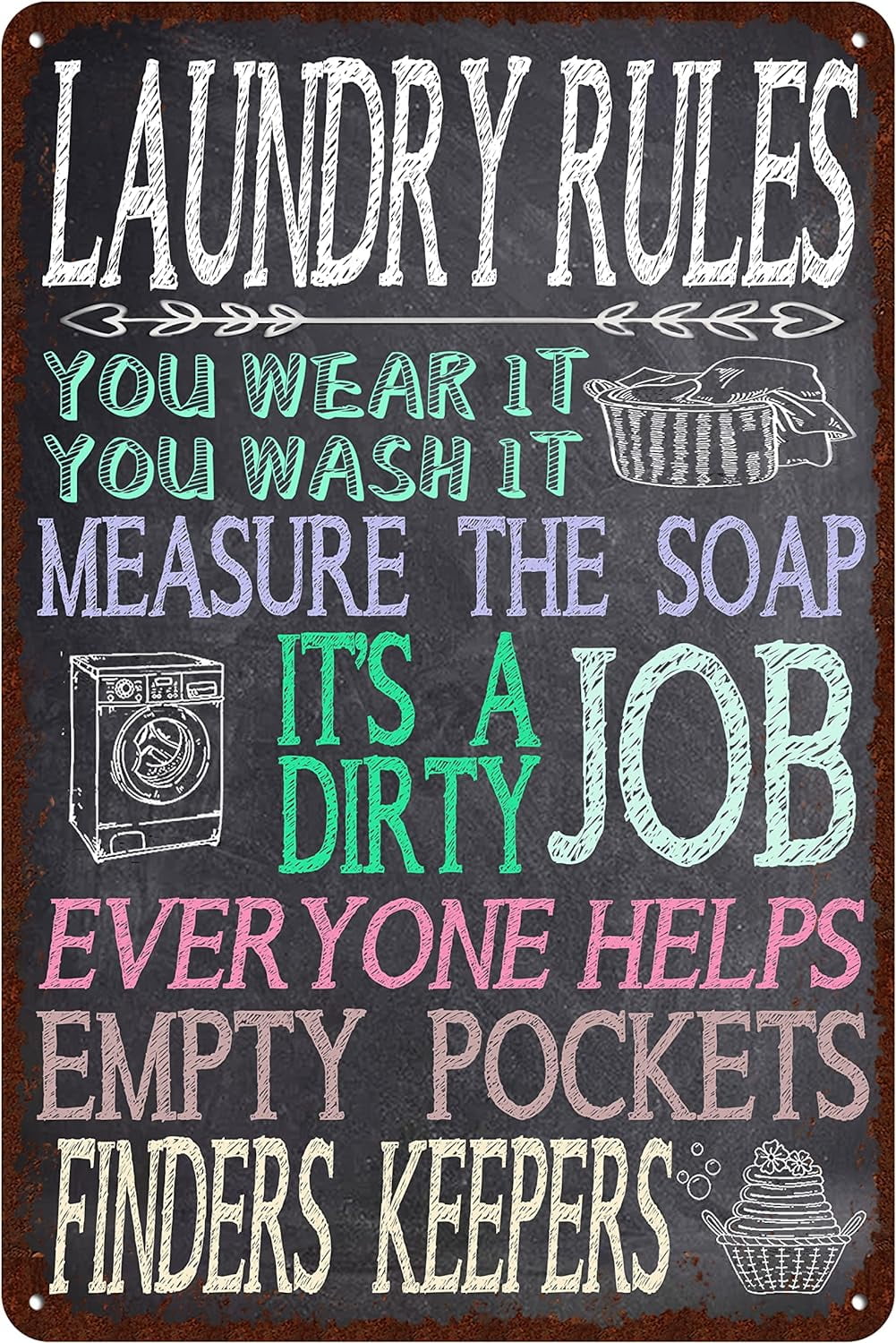 Vintage Laundry Room Signs Retro Laundry Metal Signs Wall Decor 8X12 ...