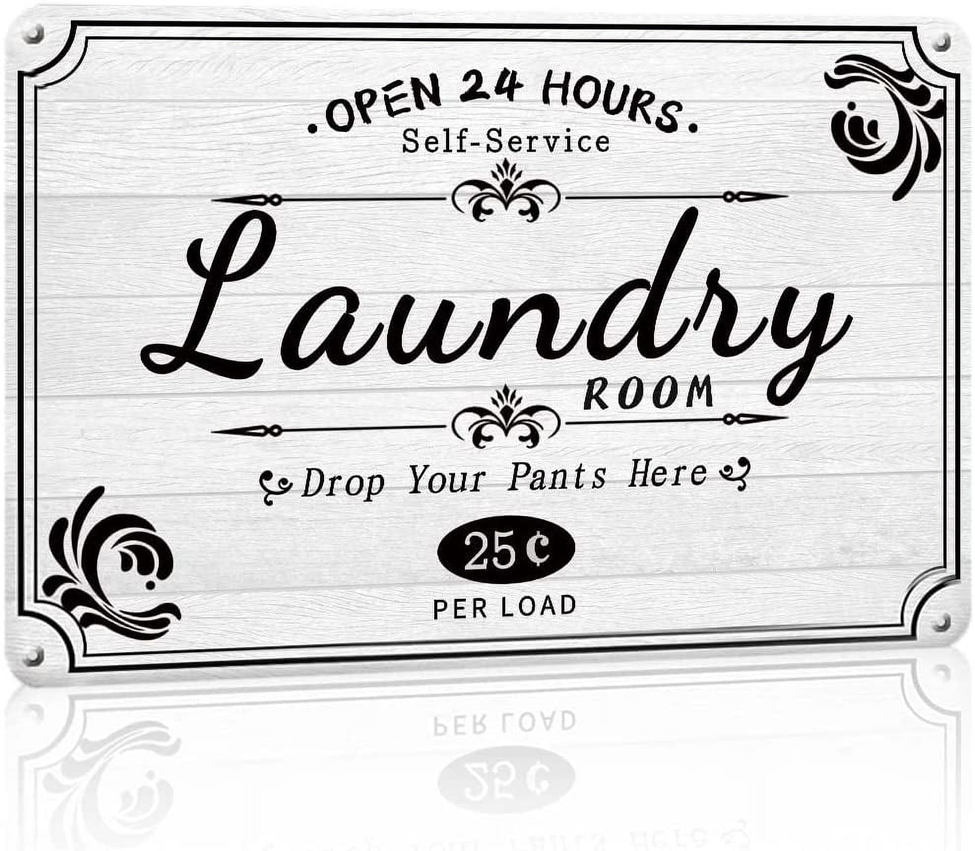 Rustic Vintage Laundry Room Sign, 12x8 Inches, Aluminium Wall Decor ...
