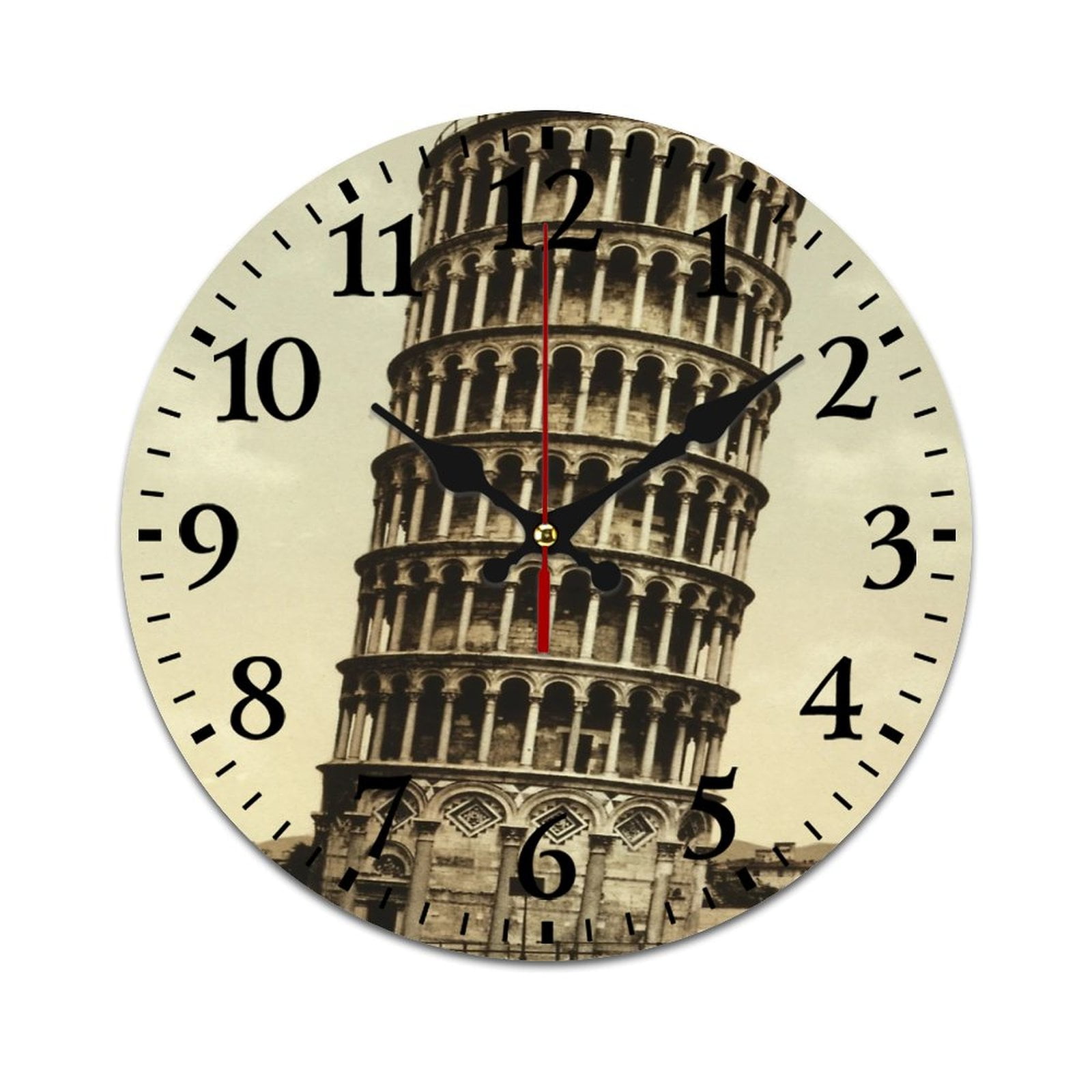 Vintage Leaning Tower of Pisa Photograph (1900) Wall Clock Modern ...