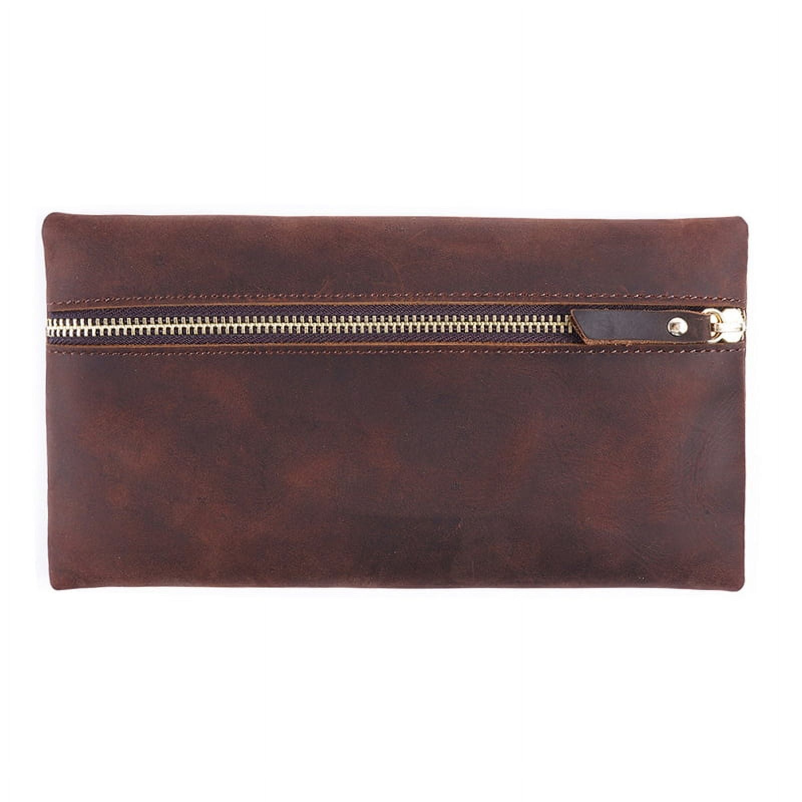 Vintage Leather Zipper Pen for Case Holder Fountain Pen Pouch Pure ...