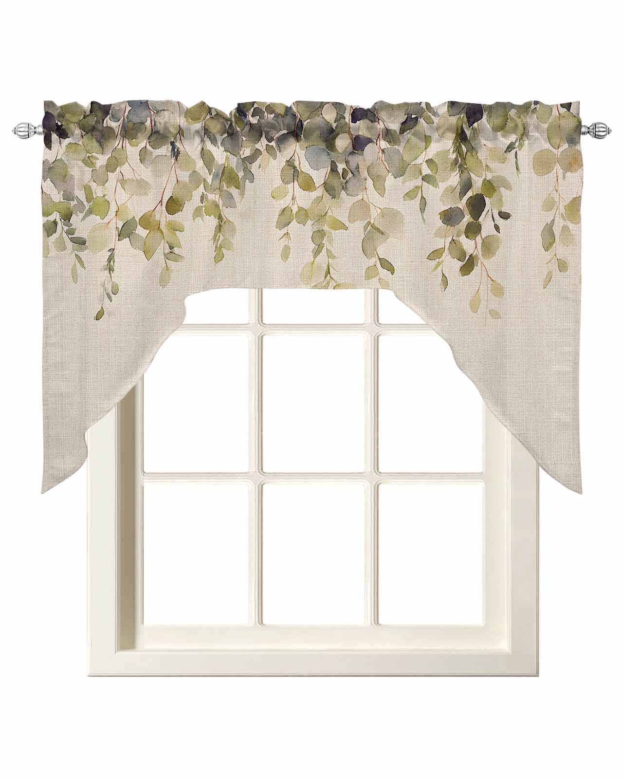 Vintage Leaves Kitchen Swag Valances for Windows, Colorful Spring ...