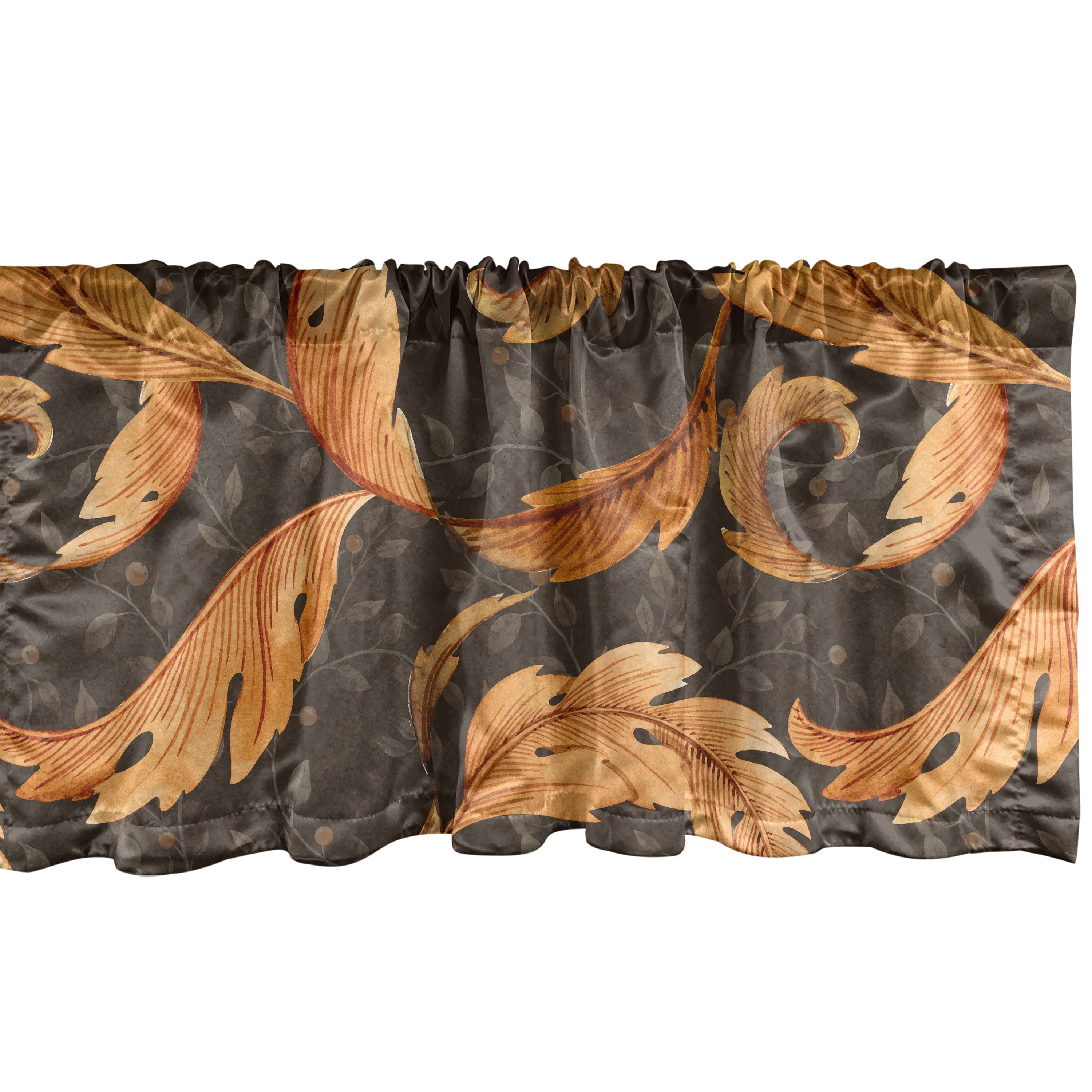 Vintage Leaves Window Valance, Art Nouveau Design Leafy Pattern with ...