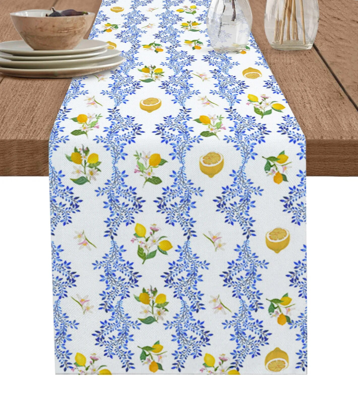 Vintage Lemon Flower Leaves Table Runners Wedding r Coffee Table ...