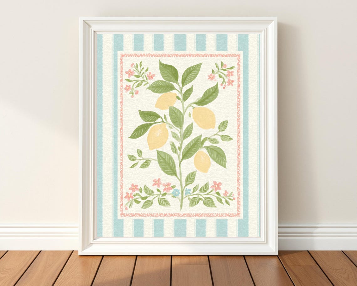 Vintage Lemon Poster Grandmillennial Kitchen Wall Art Poster, Unframed ...