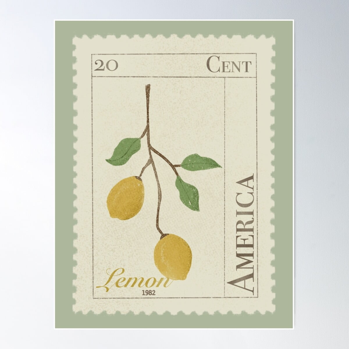 Vintage Lemon Stamp Poster Wall Art, Modern Wall Decor For Living Room ...