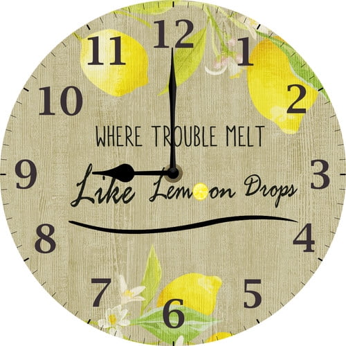 Vintage Lemon Wall Clock Country Kitchen Decor Wall Art Inspirational ...