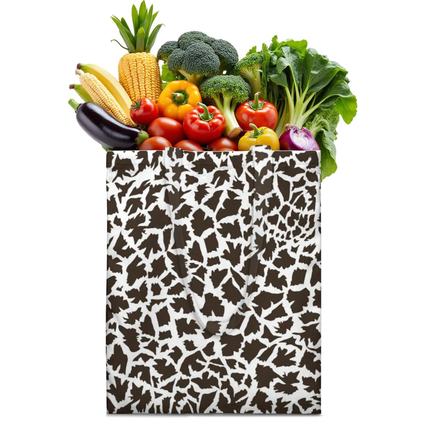 Vintage Leopard Pattern Reusable Tote - Foldable & Reinforced Shopping Bag for Urban Shoppers ...