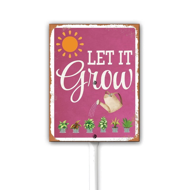 Vintage Let it Grow Metal Yard Signs Garden Accessories Funny Gardening ...