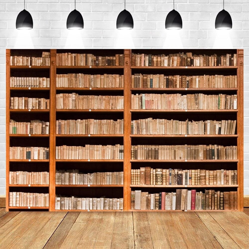Vintage Library Backdrop Photocall Wood Bookshelf Back To School Baby ...