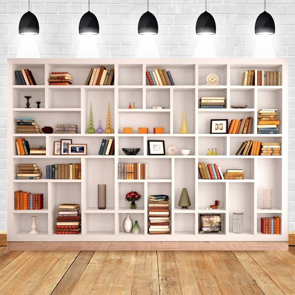 Vintage Library Backdrop Photocall Wood Bookshelf Back To School Baby ...