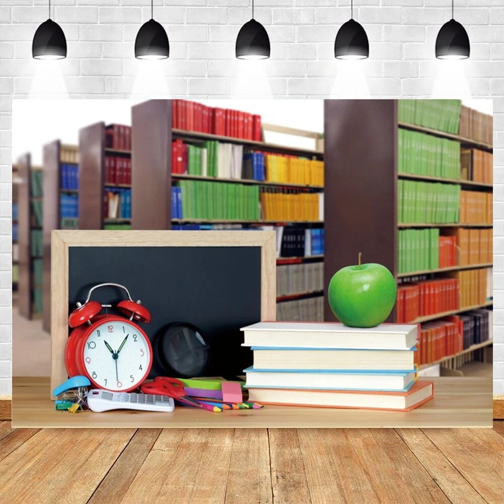 Vintage Library Backdrop Photocall Wood Bookshelf Back To School Baby ...