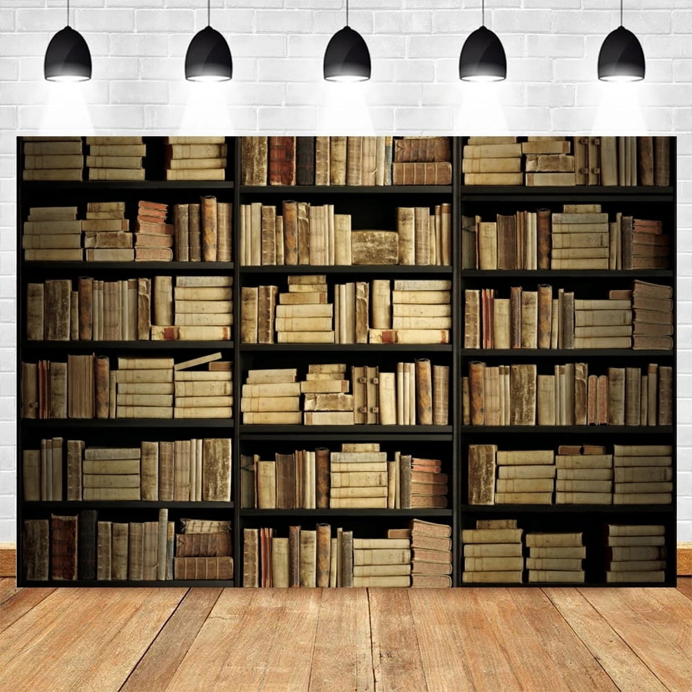 Vintage Library Backdrop Photocall Wood Bookshelf Back To School Baby ...