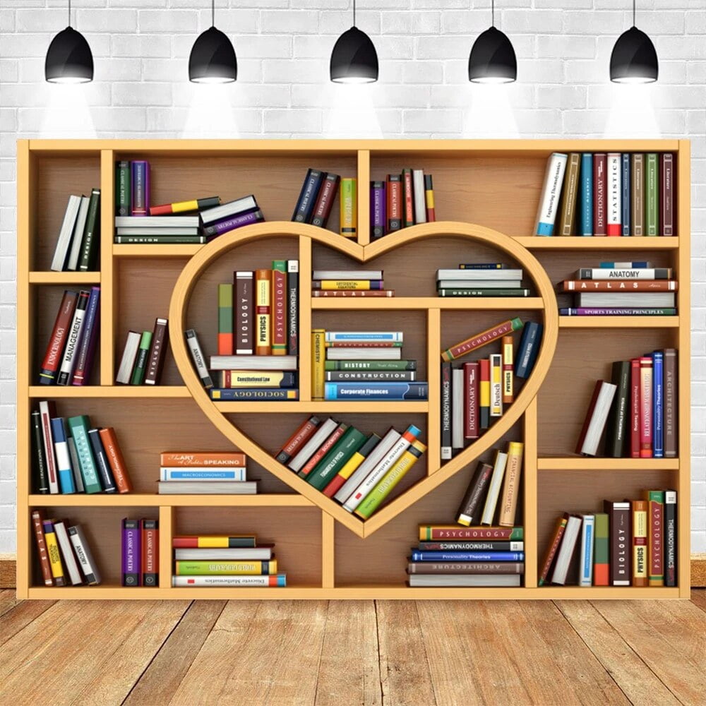 Vintage Library Backdrop Photocall Wood Bookshelf Back To School Baby ...
