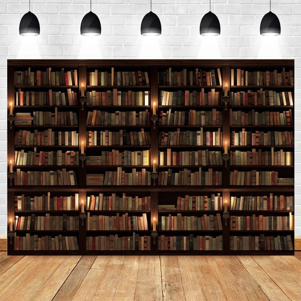 Vintage Library Backdrop Photocall Wood Bookshelf Back To School Baby ...