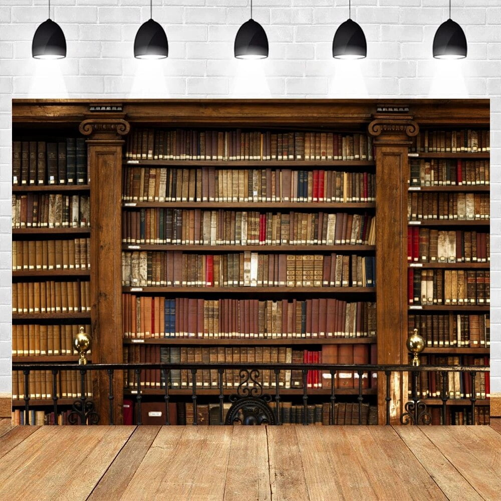 Vintage Library Backdrop Photocall Wood Bookshelf Back To School Baby ...
