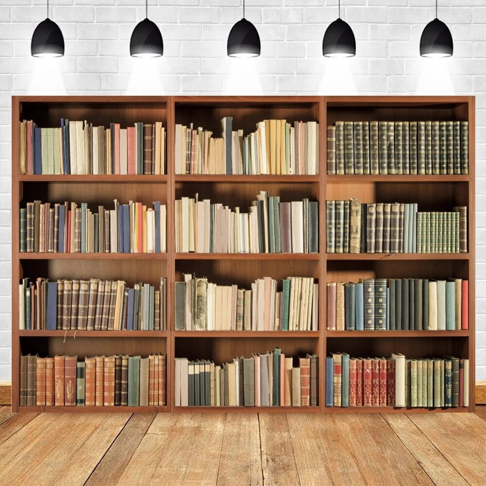 Vintage Library Backdrop Photocall Wood Bookshelf Back To School Baby ...