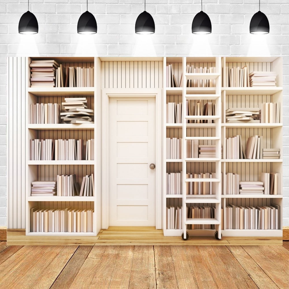 Vintage Library Backdrop Photocall Wood Bookshelf Back To School Baby ...