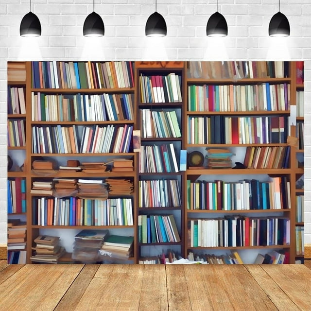 Vintage Library Backdrop Photocall Wood Bookshelf Back To School Baby ...