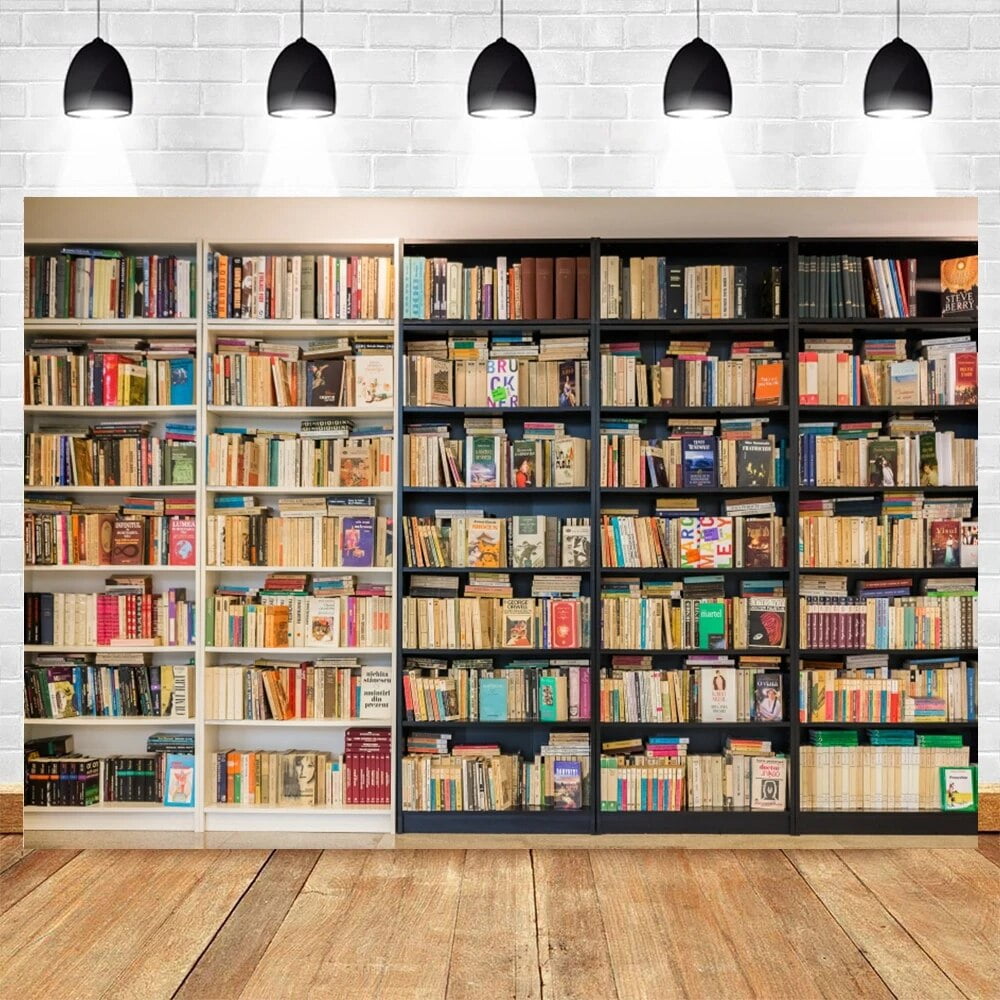 Vintage Library Backdrop Photocall Wood Bookshelf Back To School Baby ...