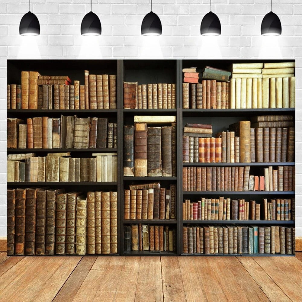 Vintage Library Backdrop Photocall Wood Bookshelf Back To School Baby ...