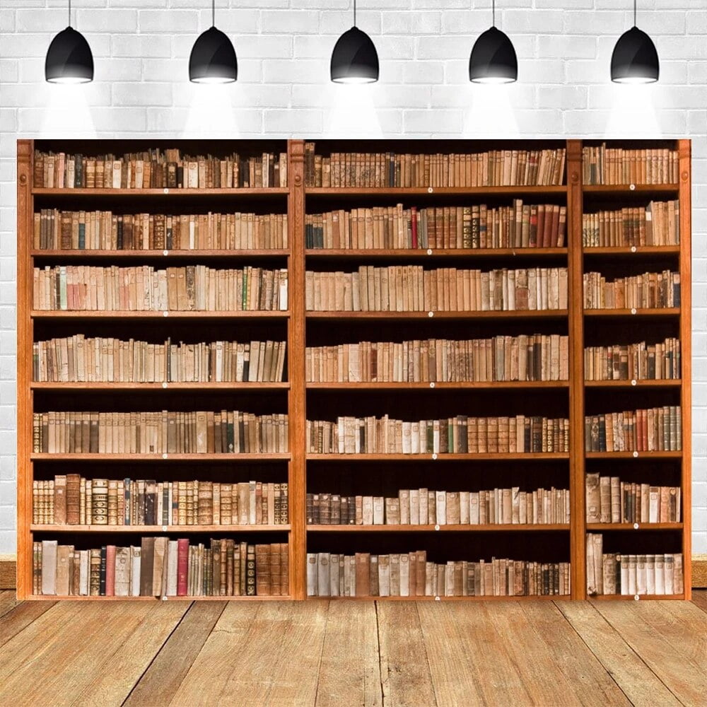 Vintage Library Backdrop Photocall Wood Bookshelf Back To School Baby ...