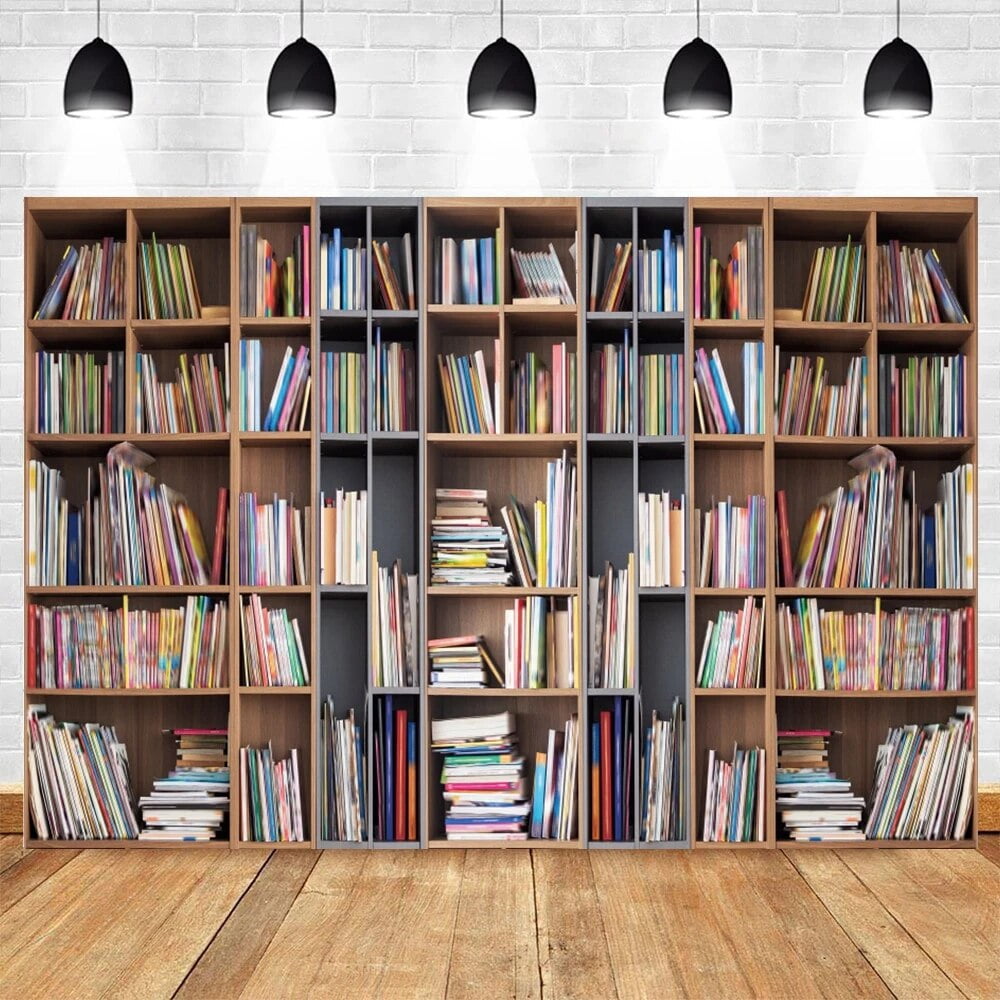 Vintage Library Backdrop Photocall Wood Bookshelf Back To School Baby ...