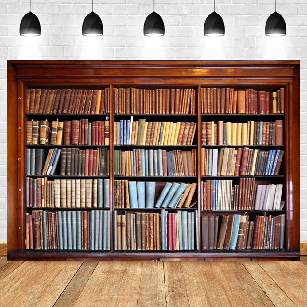 Vintage Library Backdrop Photocall Wood Bookshelf Back To School Baby ...
