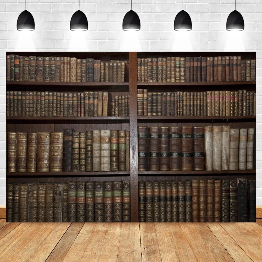 Vintage Library Backdrop Photocall Wood Bookshelf Back To School Baby ...