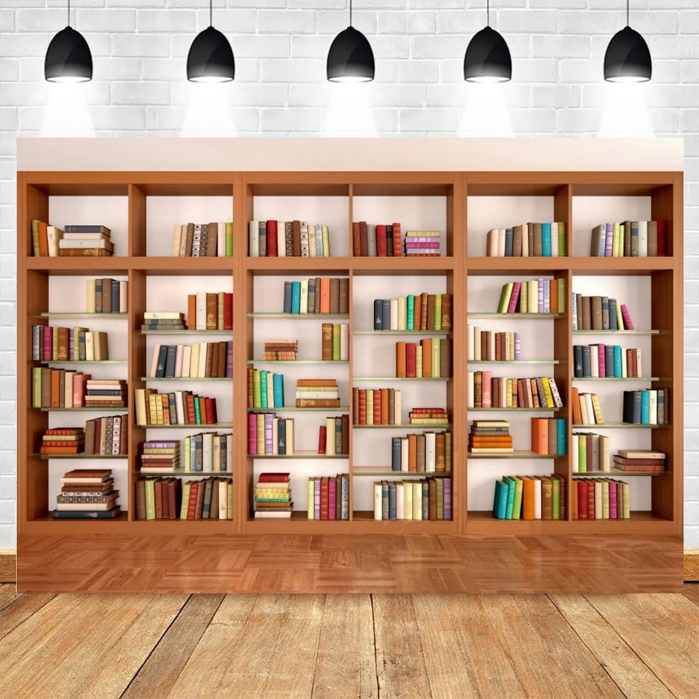 Vintage Library Backdrop Photocall Wood Bookshelf Back To School Baby ...