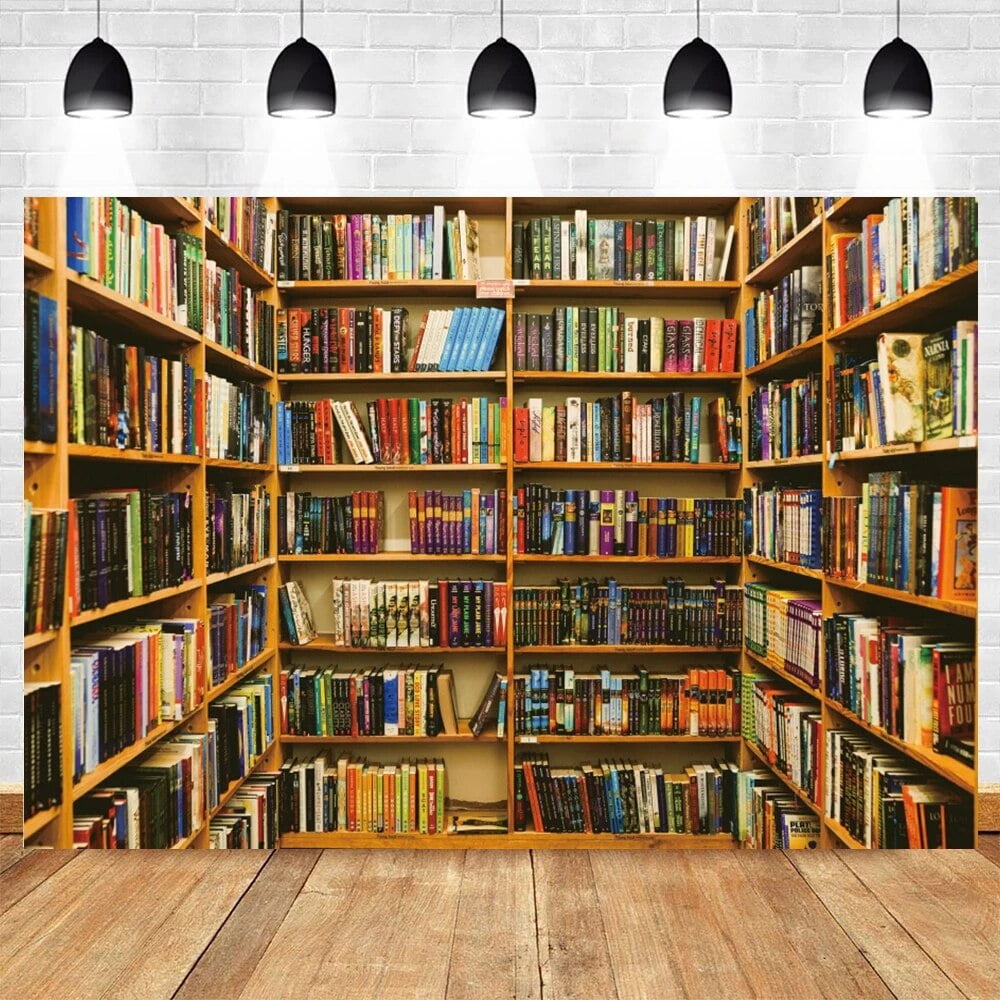 Vintage Library Backdrop Photocall Wood Bookshelf Back To School Baby ...