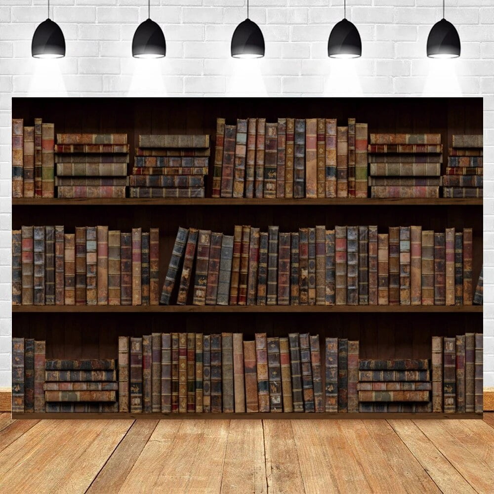 Vintage Library Backdrop Photocall Wood Bookshelf Back To School Baby ...
