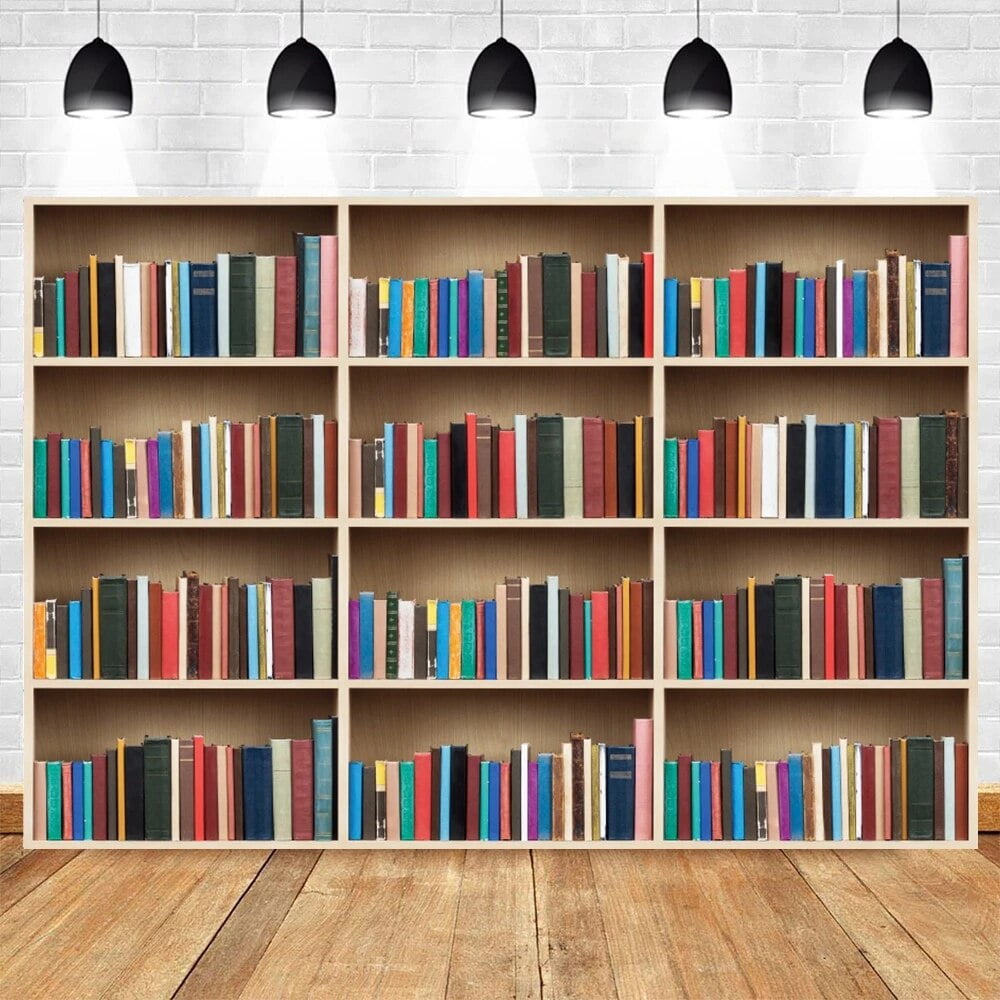 Vintage Library Backdrop Photocall Wood Bookshelf Back To School Baby ...