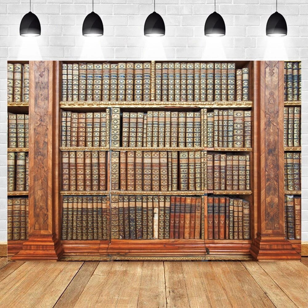 Vintage Library Backdrop Photocall Wood Bookshelf Back To School Baby ...